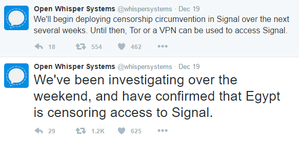Signal Private Messenger Blocked in Egypt